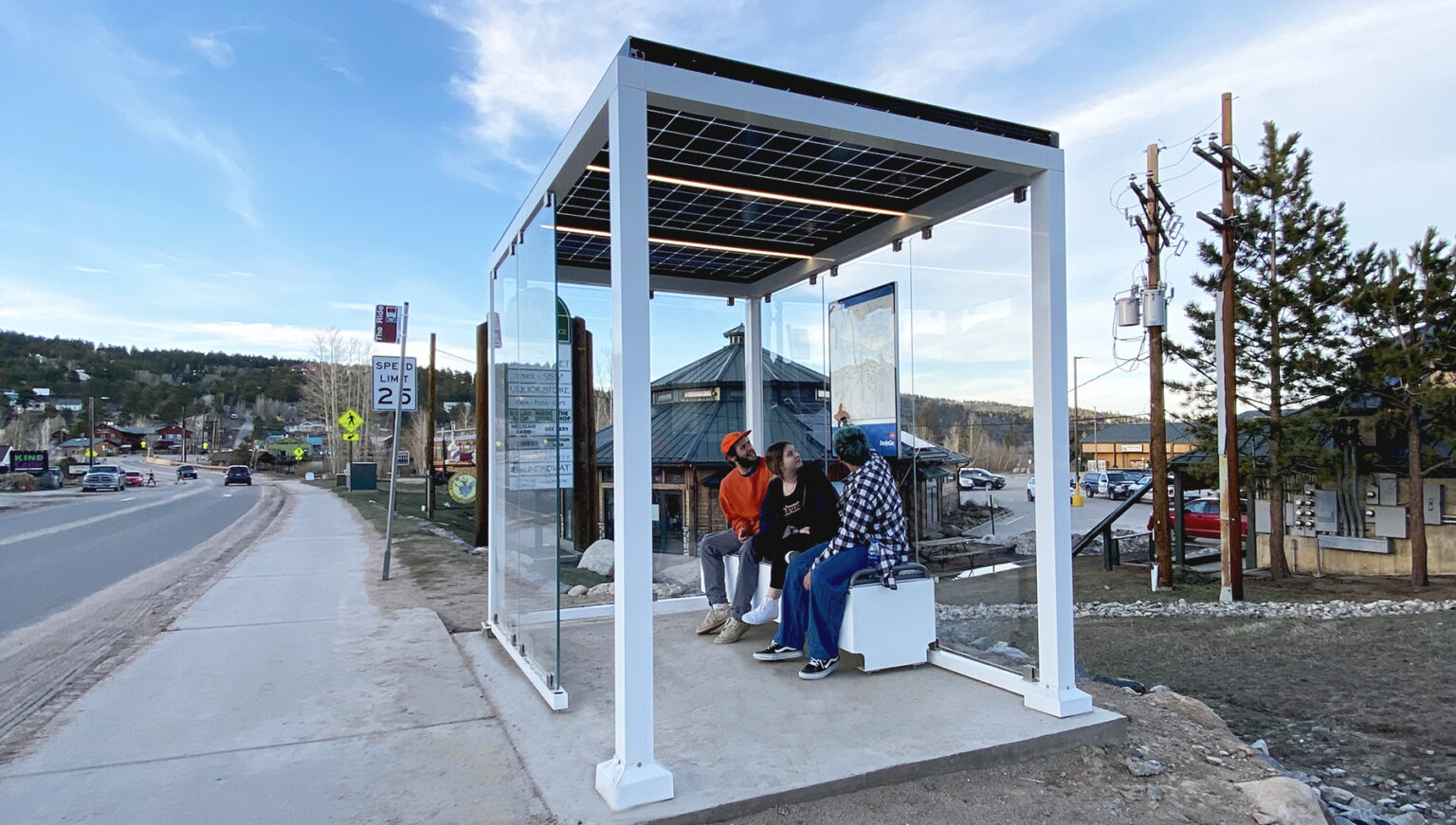 Solar Powered Bus Stop Shelter - Lumos Solar